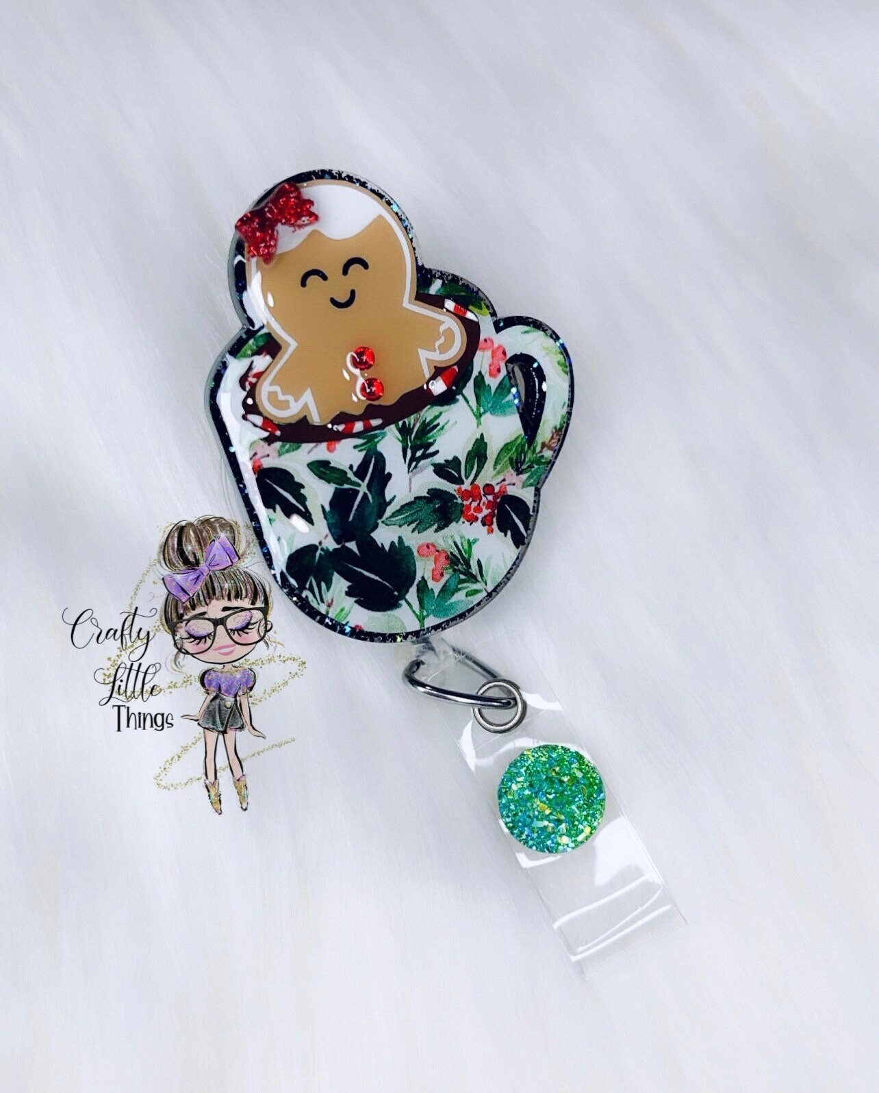 Peppermint Hot Cocoa Badge Reel- Gingerbread Badge Reels- Christmas ...