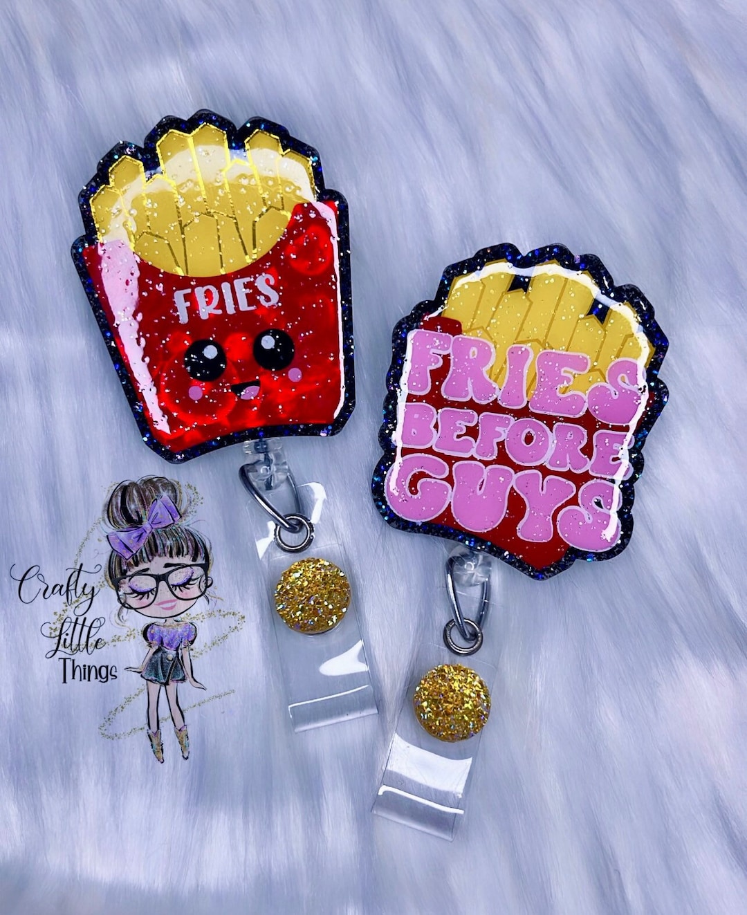 Fries Badge Reel- Cute Badge Reels- Food Badge Reels- Funny Badge Reels ...