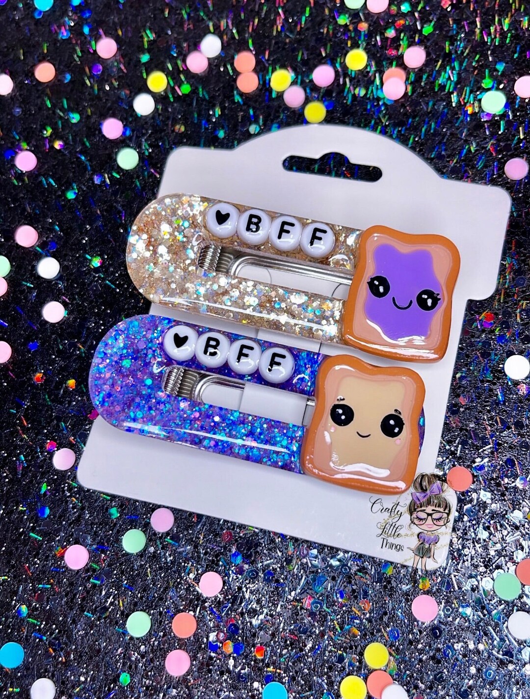Pb&j BFF Barrette Clips- Cute BFF Sets- Gifts for Girls- Acrylic Hair ...