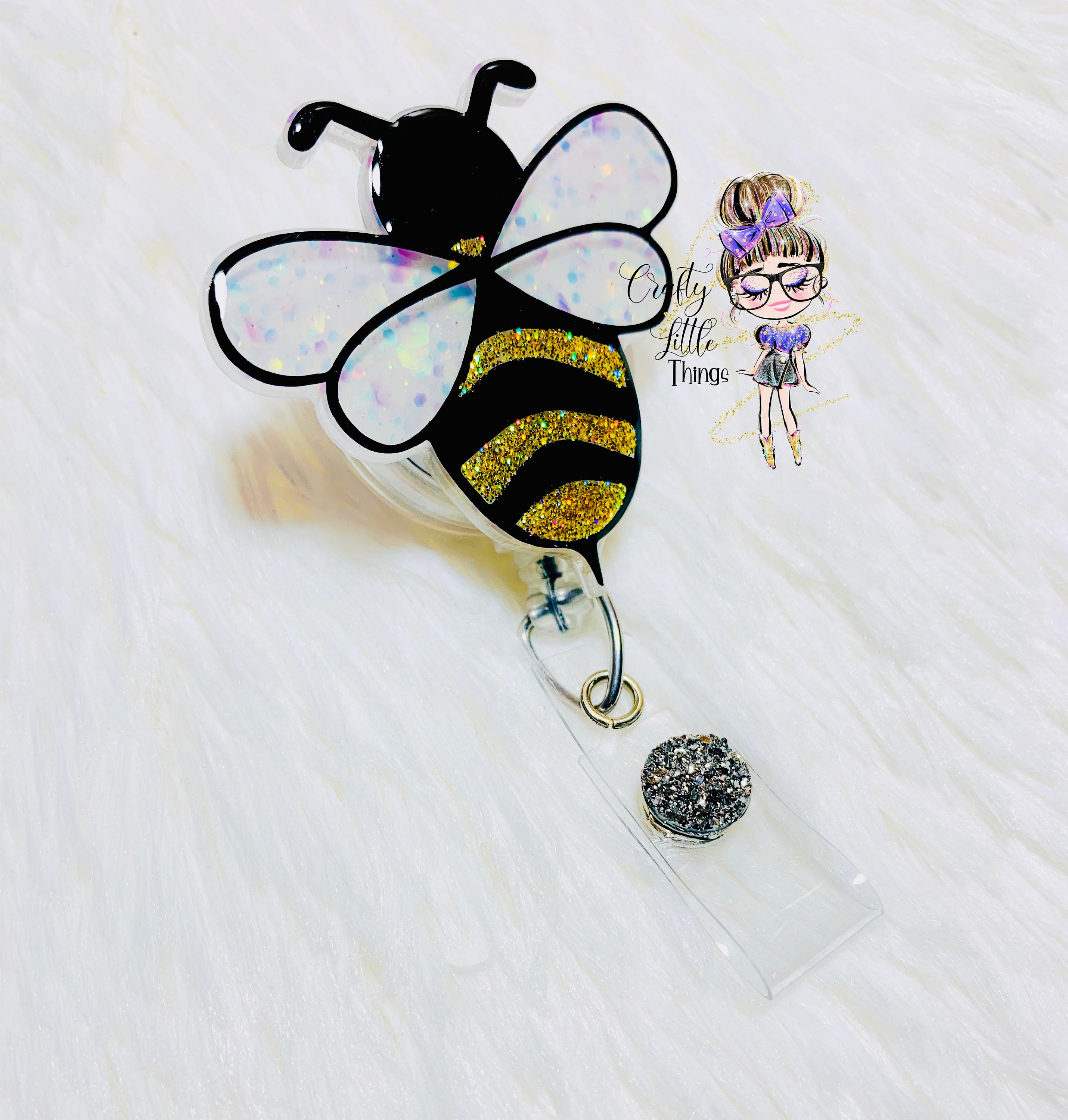 Bumble Bee ID Badge Reel Cute Insects Badge Reels Glitter - Etsy