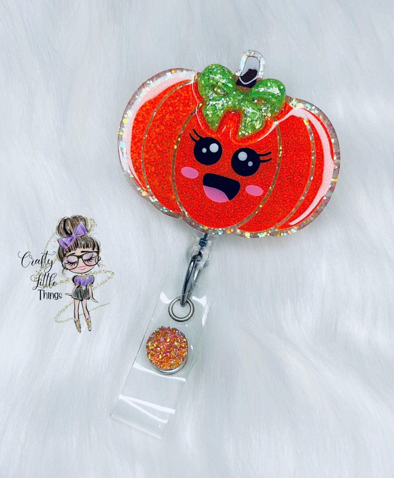 Girly Pumpkin Badge Reel Halloween Badge Reels Fall Badge | Etsy
