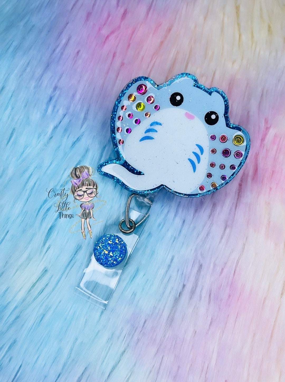 Bedazzled Stingray Badge Reel Sea Animals Badge Reels-stingray Badge ...