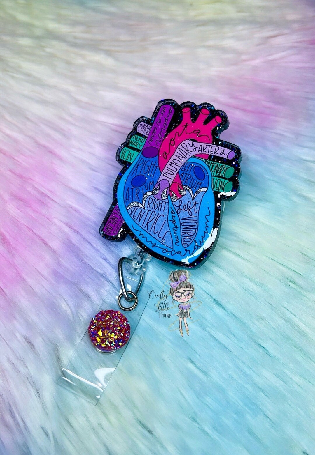 Heart Anatomy Badge Reel- Anatomical Heart Badge Reel- Cardiologist ...