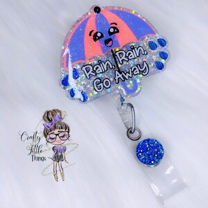 Rain Umbrella Badge Reel- Spring Badge Reels- Umbrella Badge Reels ...
