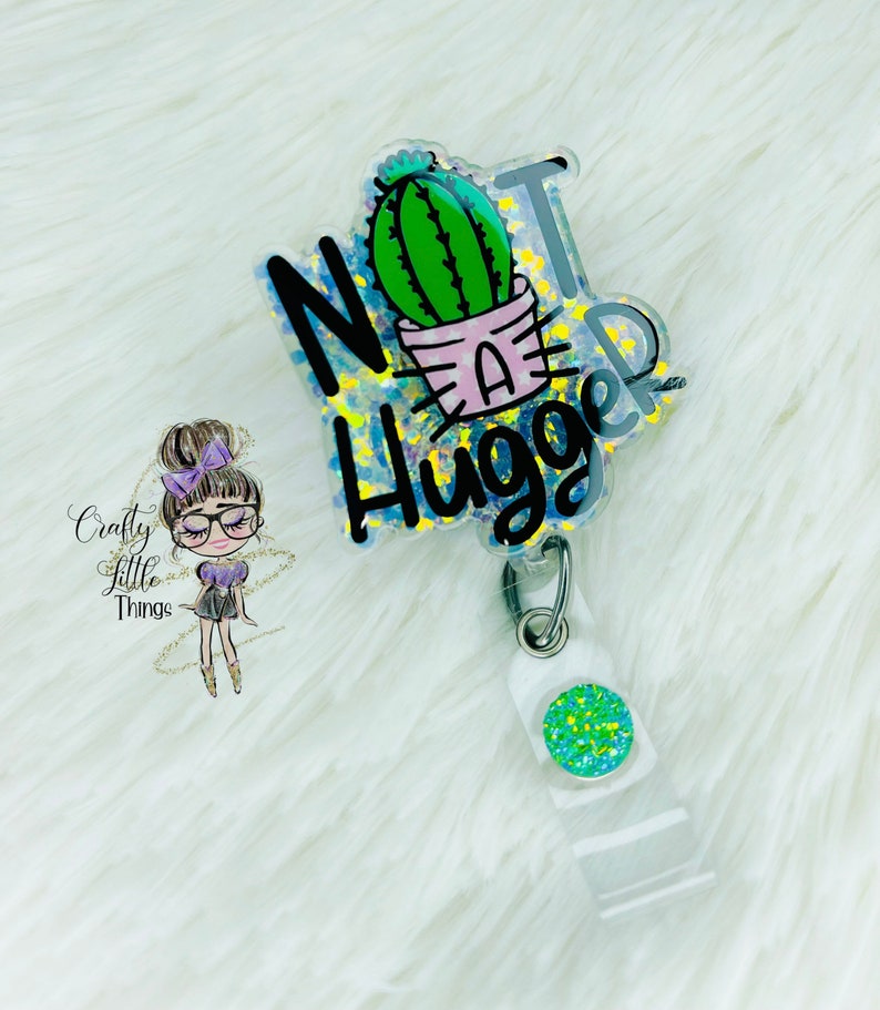 Not A Hugger Badge Reel Cactus Badge Reels Funny Badge | Etsy