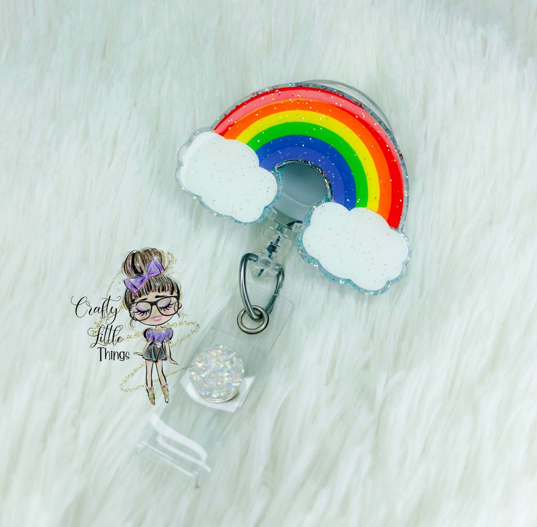 Sparkly Rainbow Badge Reel- Colorful Badge Reels- Love Badge Reels - Etsy