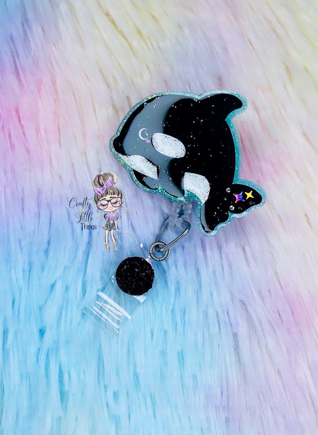 Orca Whale Badge Reel- Sea Animals Badge Reels-glitter Badge Reels ...