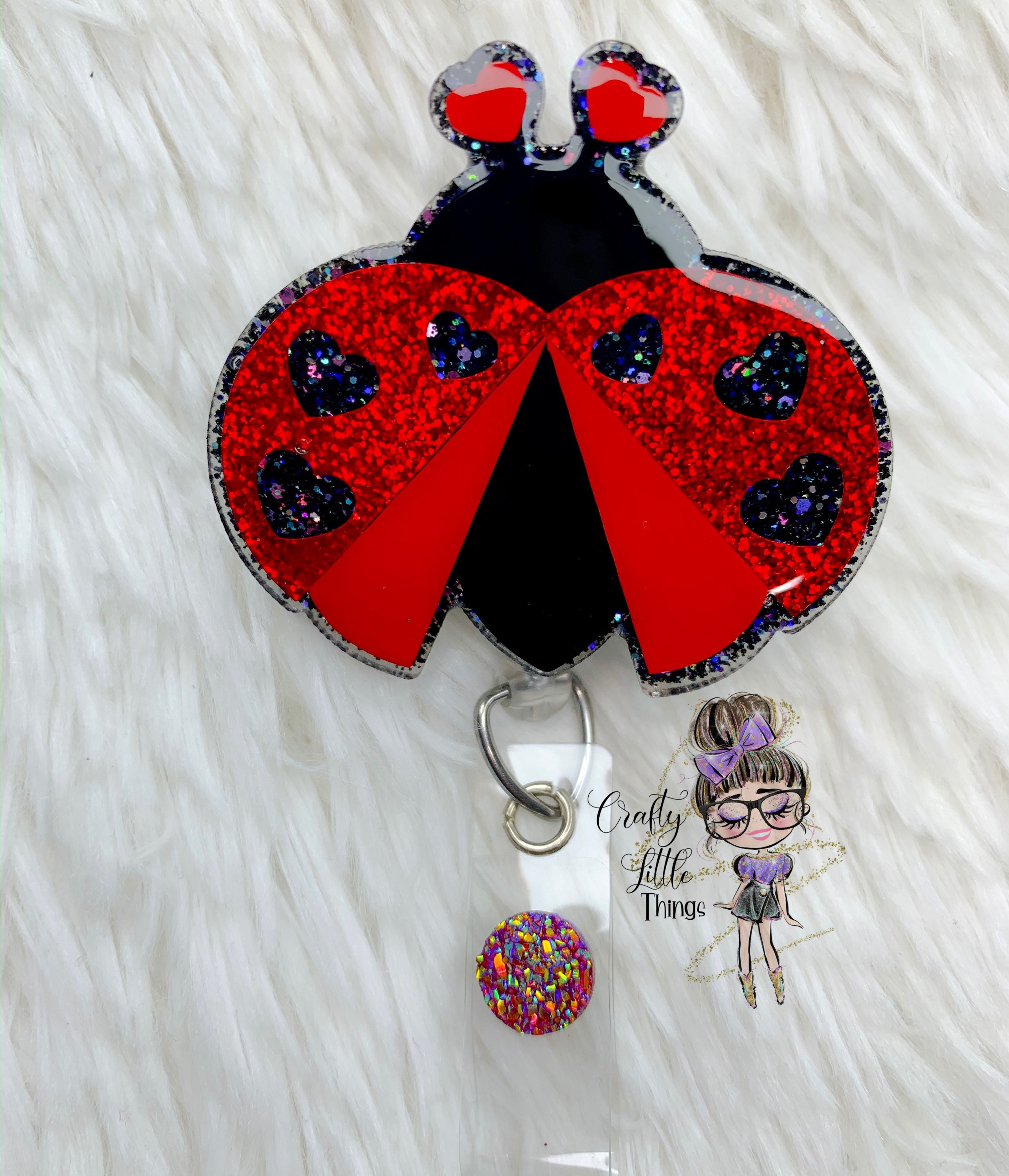Lovebug Ladybug Badge Reel Cute Acrylic Badge Reels Insect - Etsy