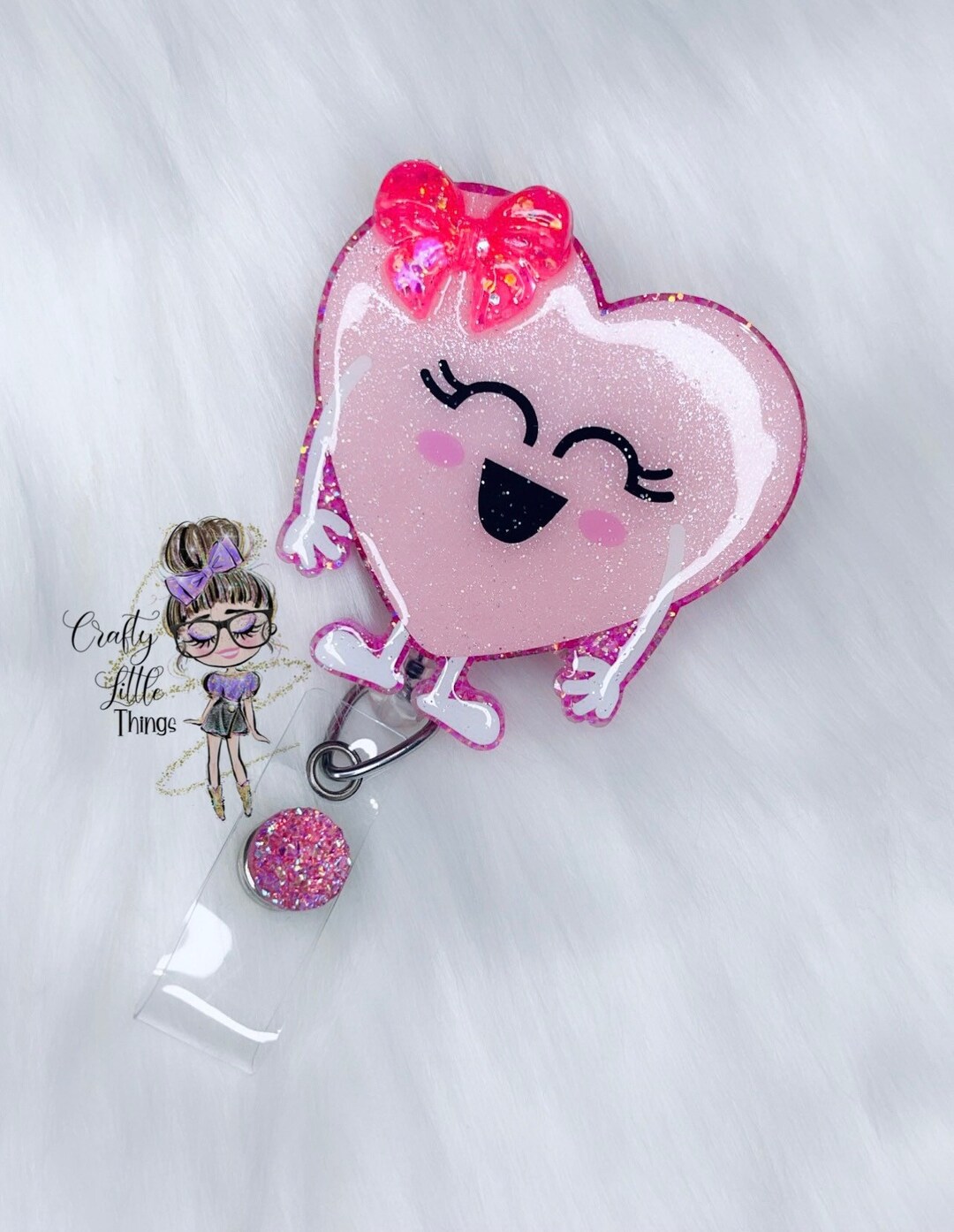 Cute Heart Girl Badge Reel- Love Badge Reels- Valentines Day Badge ...