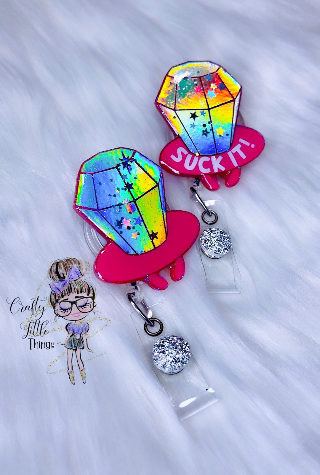 Ring Sucker Badge Reel Holographic Badge Reels Candy Badge - Etsy