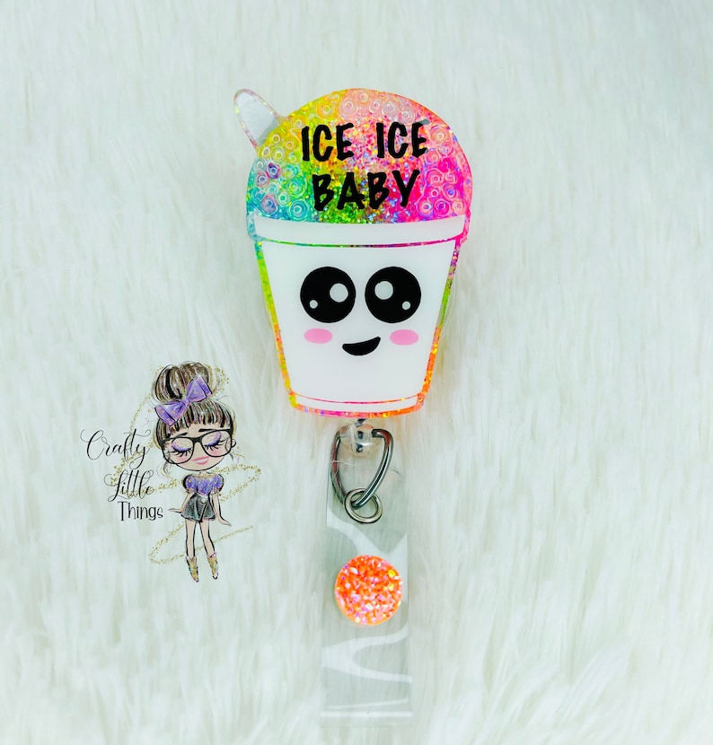 Cute Snowball Badge Reel Italian Ice Badge Holder Dessert - Etsy