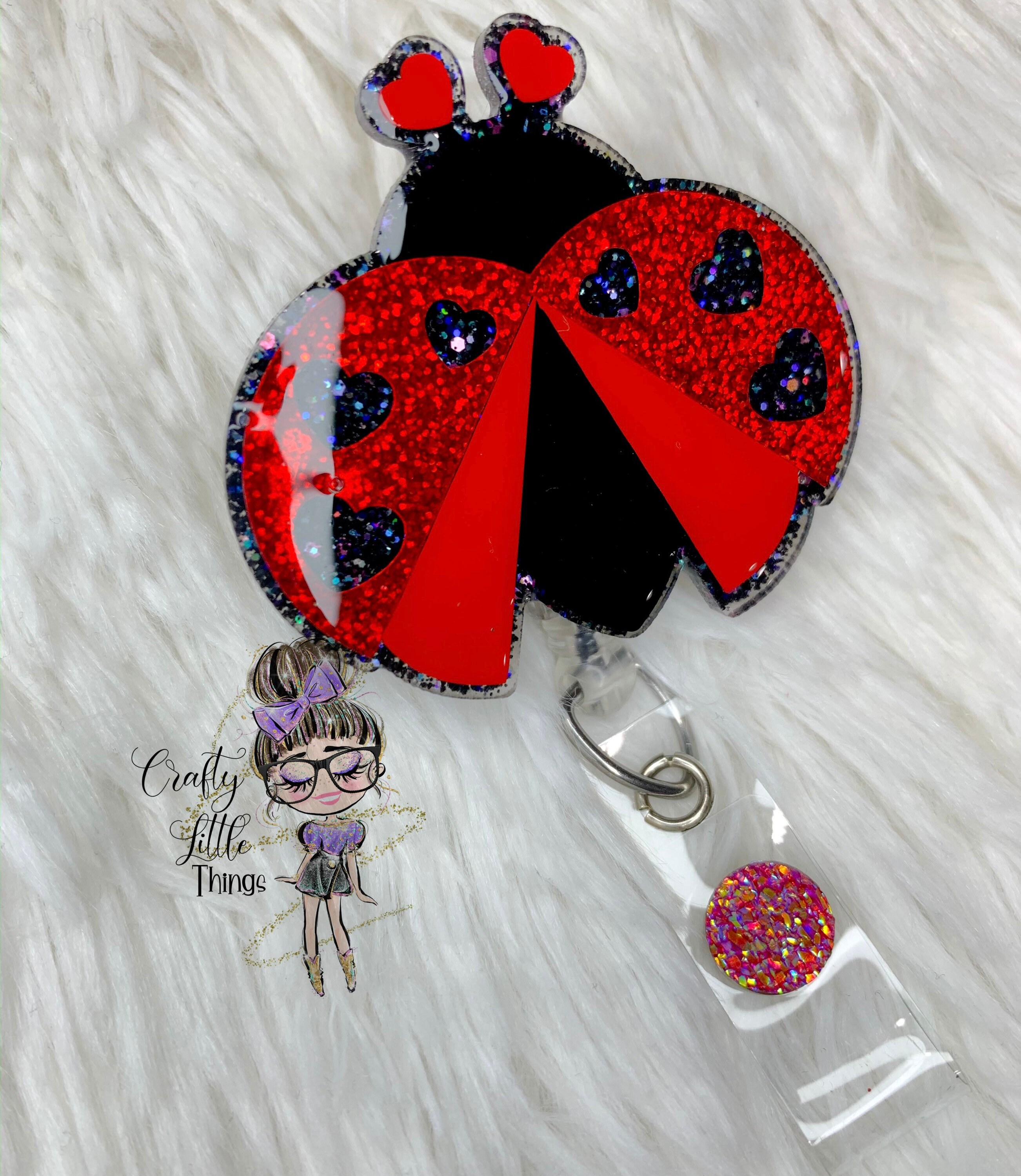 Lovebug Ladybug Badge Reel Cute Acrylic Badge Reels Insect - Etsy