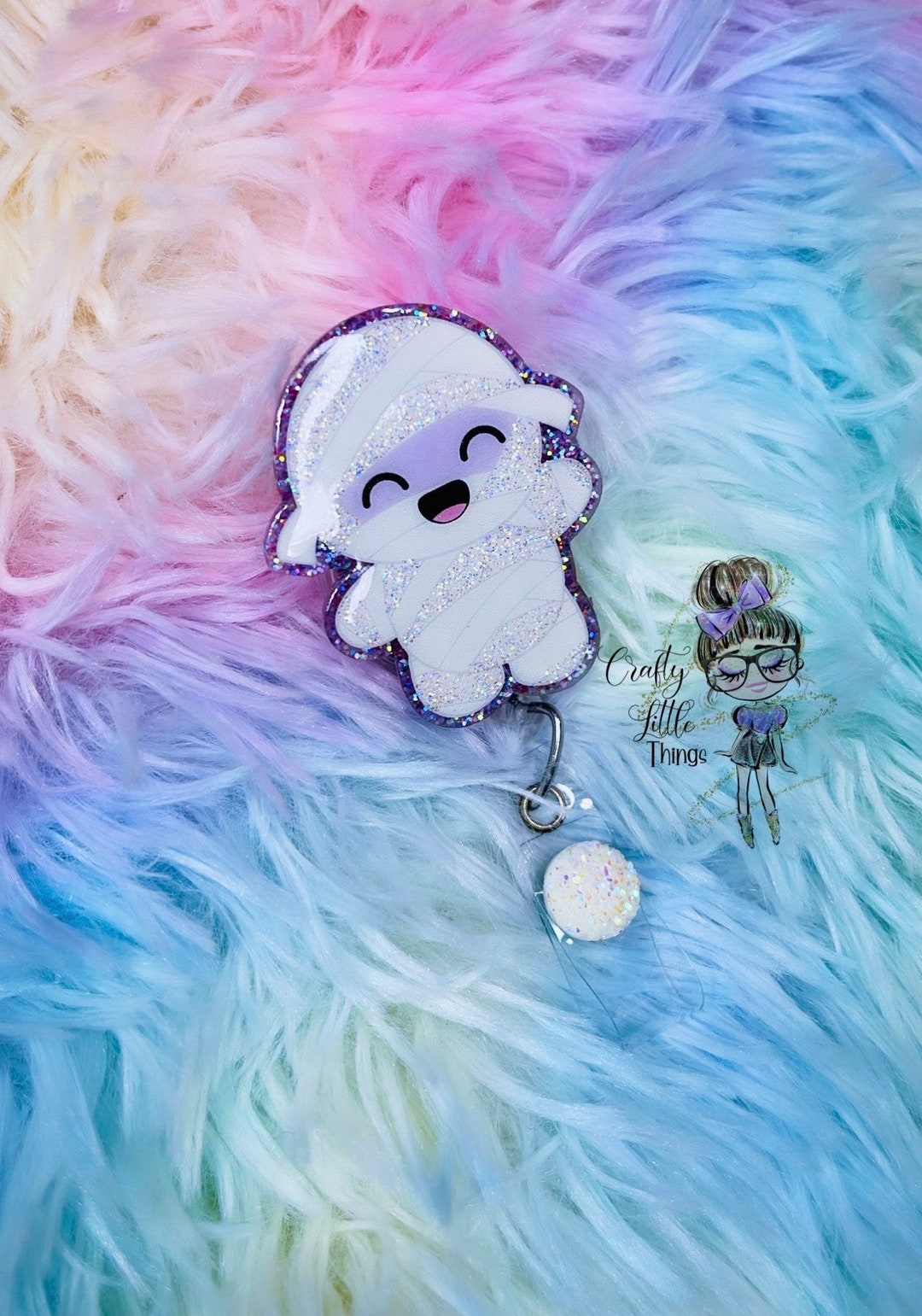 Glitter Glam Mummy Badge Reel- Halloween Badge Reel- Mummy Badge Reels ...