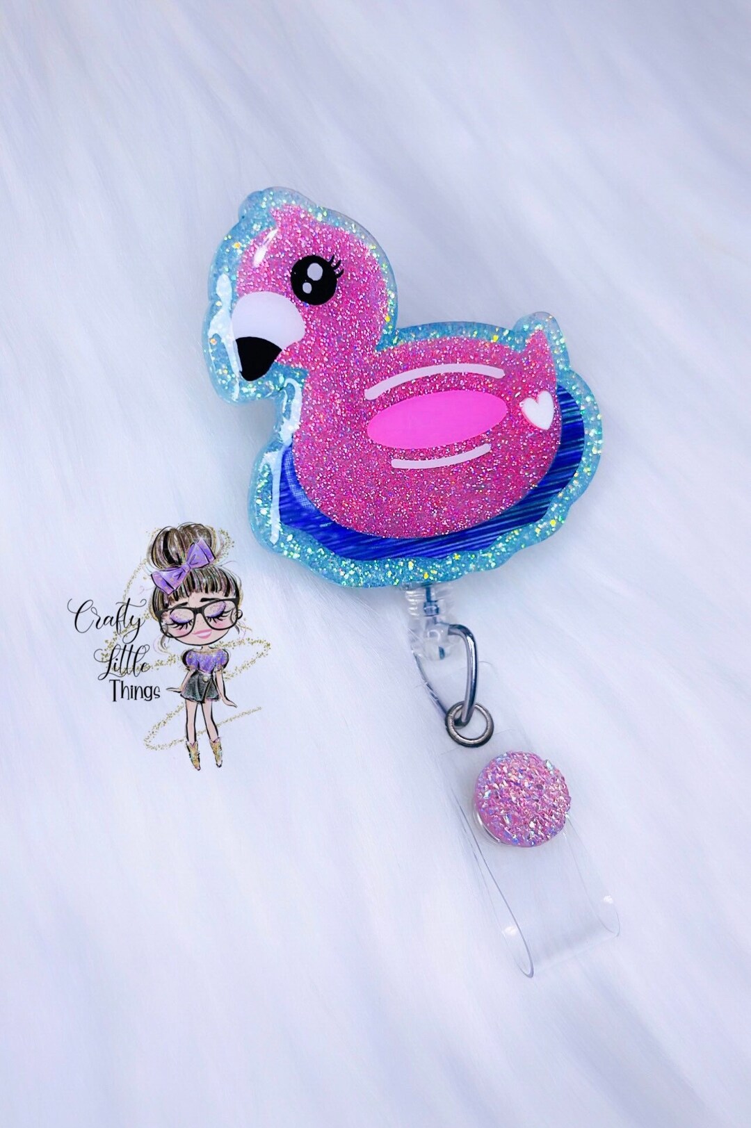 Flamingo Float Badge Reel- Flamingo Badge Reels- Pool Badge Reels ...