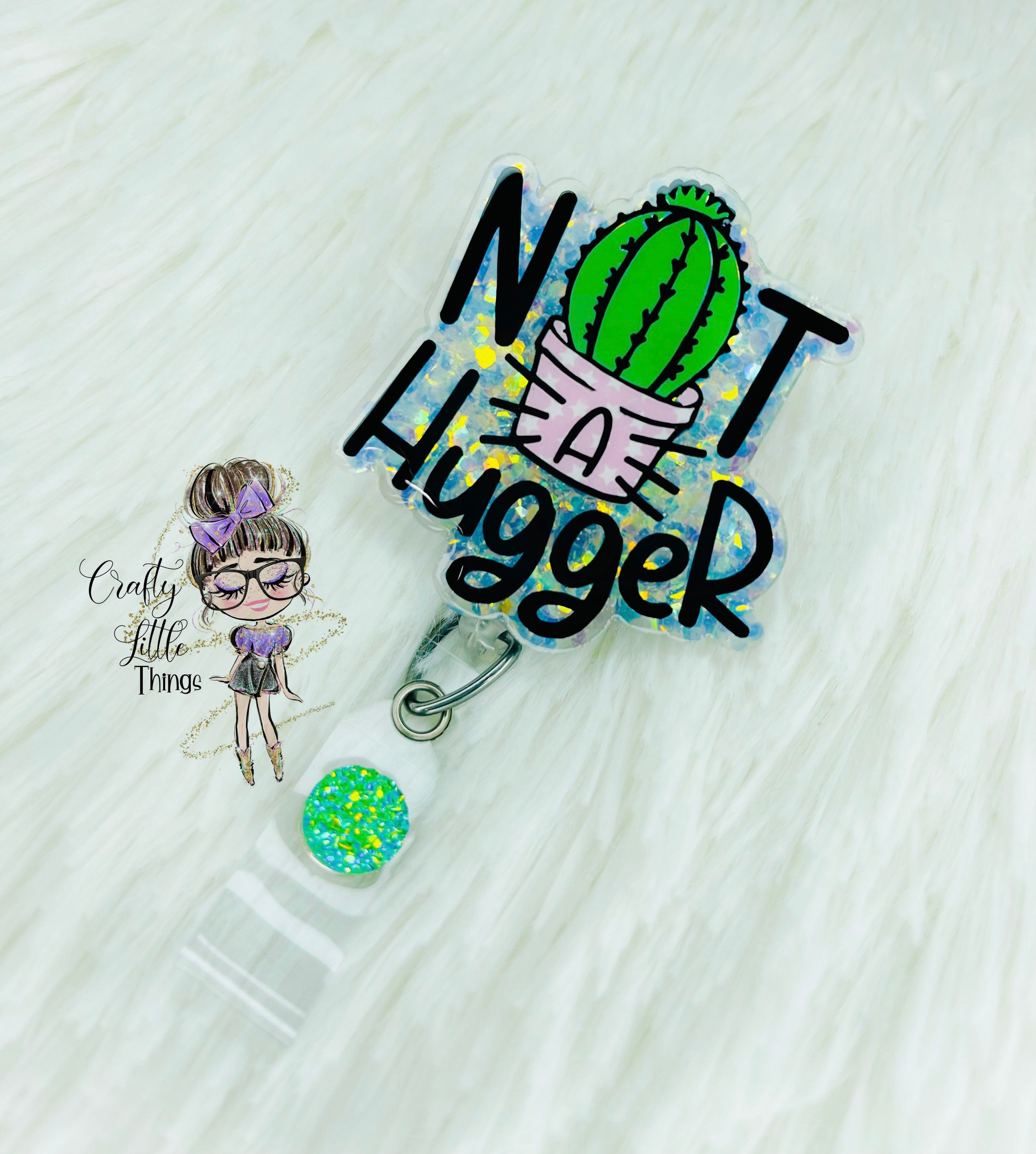 Not A Hugger Badge Reel Cactus Badge Reels Funny Badge | Etsy