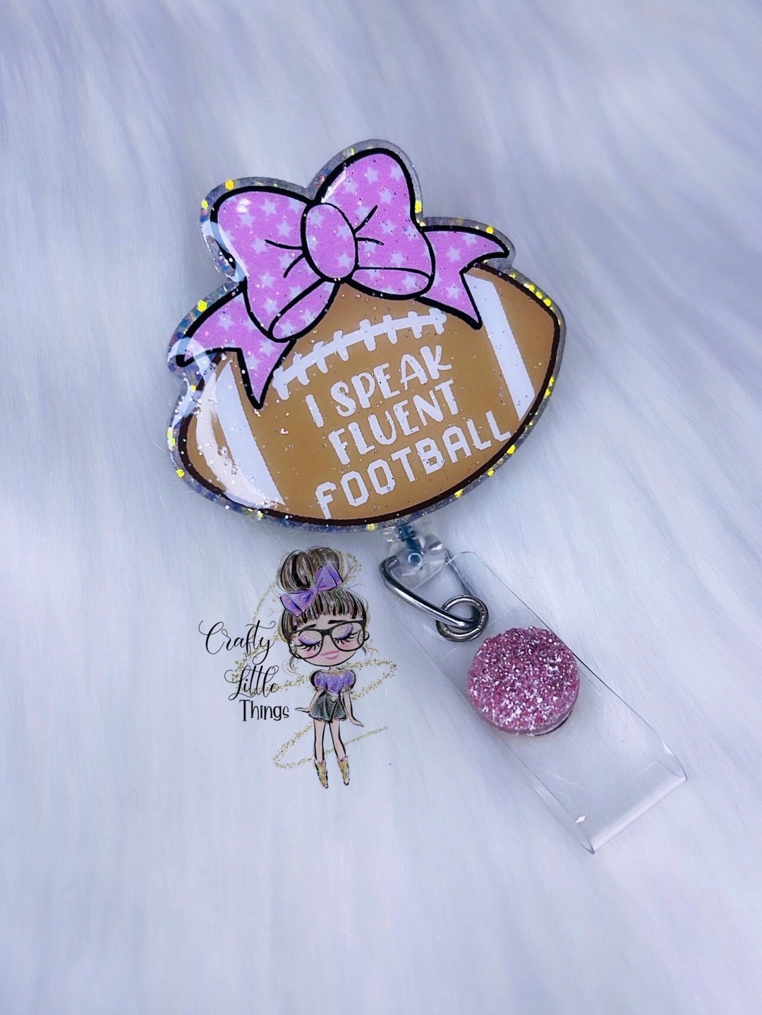 Girly Football Badge Reel Football Badge Reels Cute Badge - Etsy