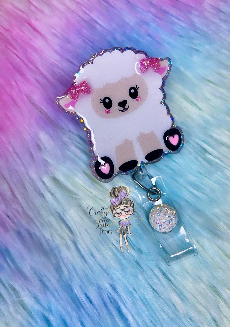Baby Lamb Badge Reel- Easter Badge Reels- Cute Lamb Badge Reels- Sheep ...