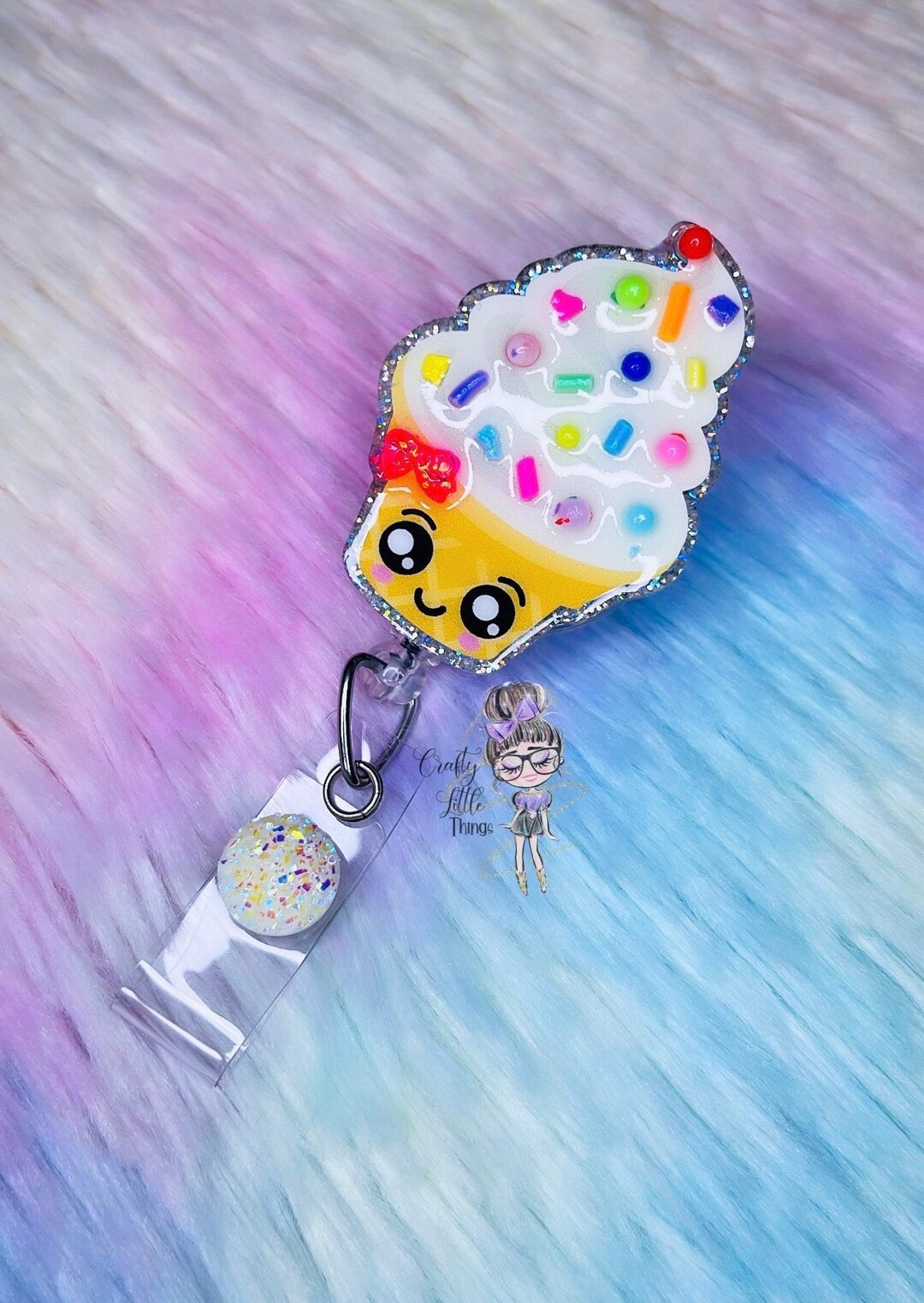Vanilla Ice Cream Cone Badge Reel- Ice Cream Badge Reels- Summertime ...