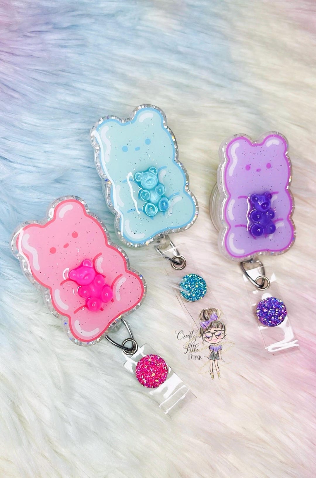 Gummy Mama Bear With 3D Baby Gummy Badge Reel- Gummies Badge Reels ...