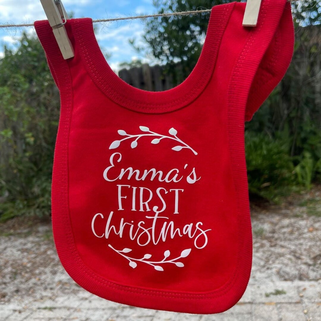 Personalized First Christmas Bib - Etsy