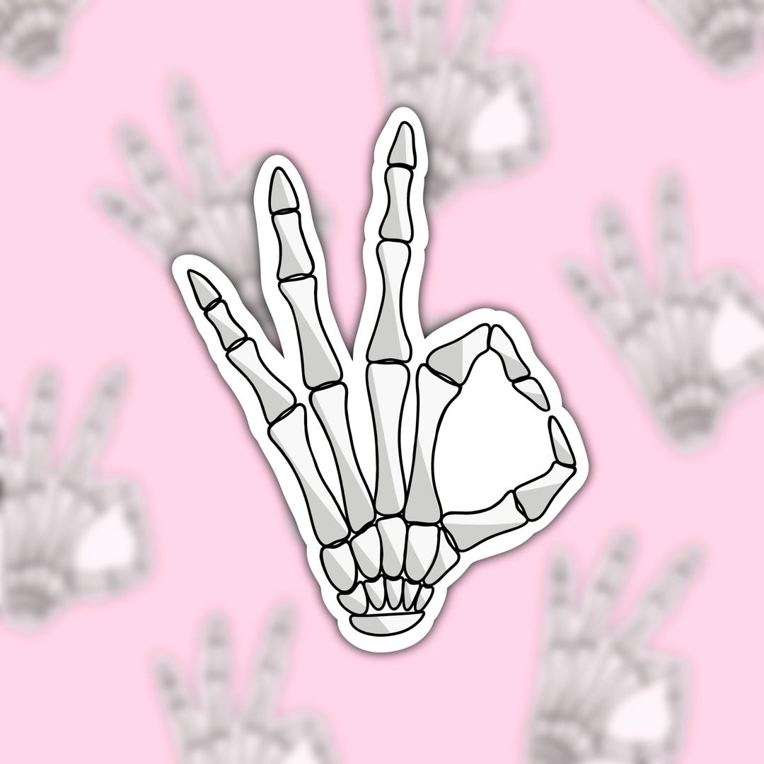 Skeleton Okay Gesture Hand Sticker | Body Part Sticker | Halloween ...