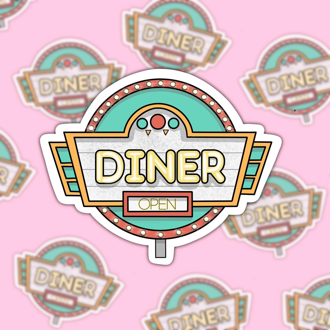 Retro Diner Vinyl Sticker for Scrapbooking | Decal for Laptop, Mirror ...