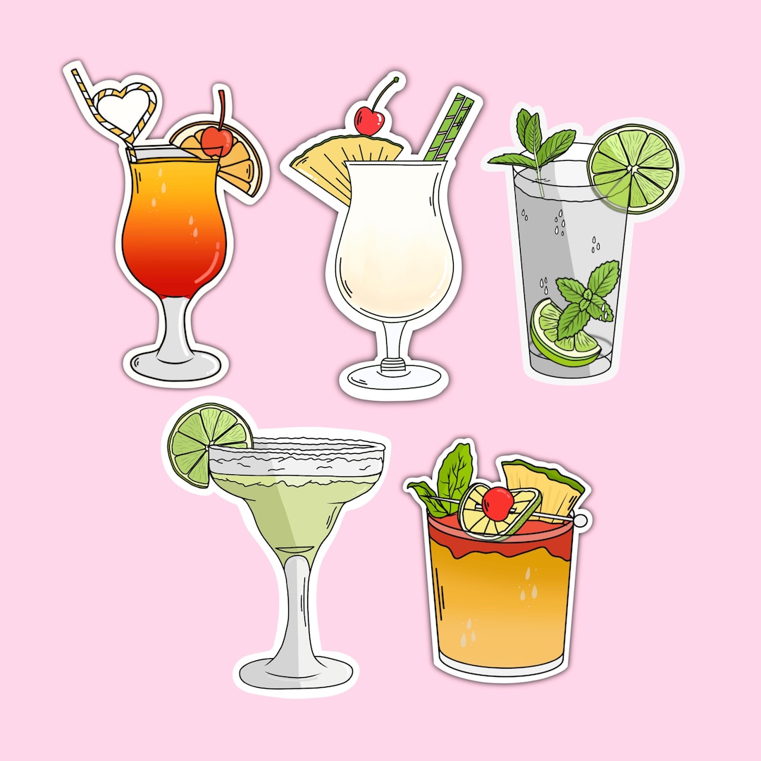 Cocktail Sticker Set | Cute Decals for Laptop, Mirror or Tablet | Gift ...