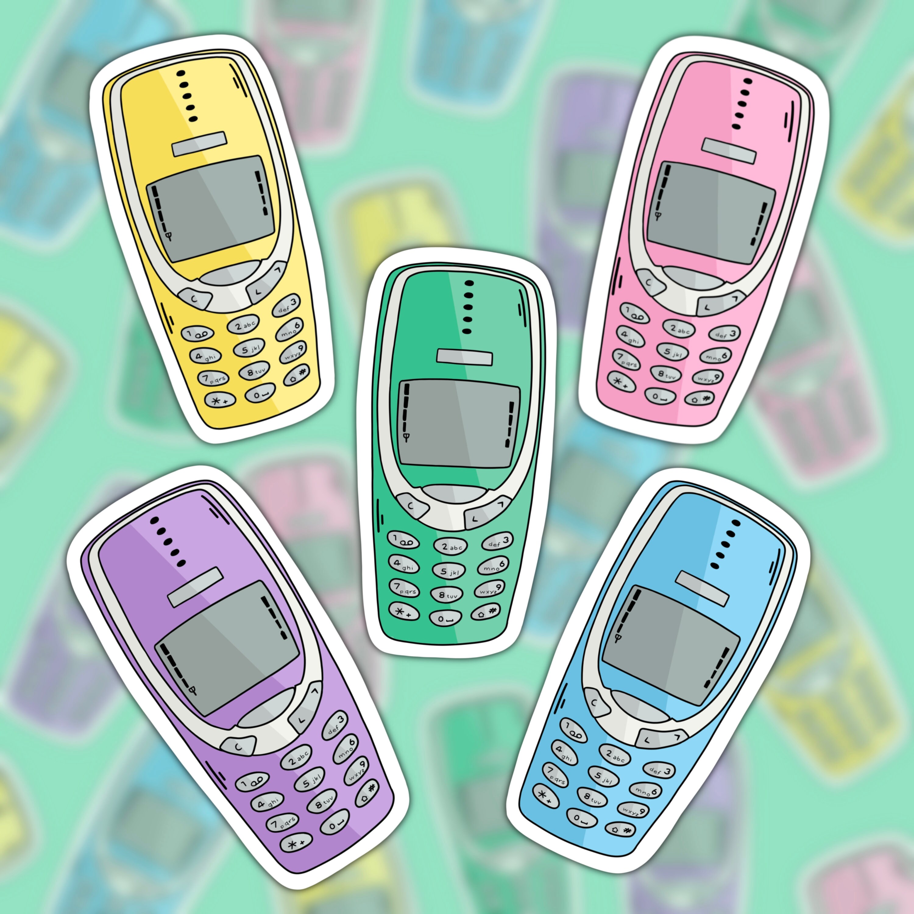 Retro Mobile Phone Sticker Sticker Decal for Journal or Scrapbooking 90 ...