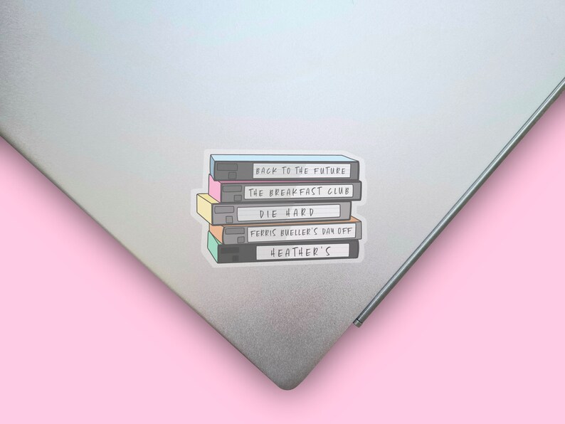80's Films VHS Tape Stack Sticker Vinyl Die Cut Sticker in Glossy White ...