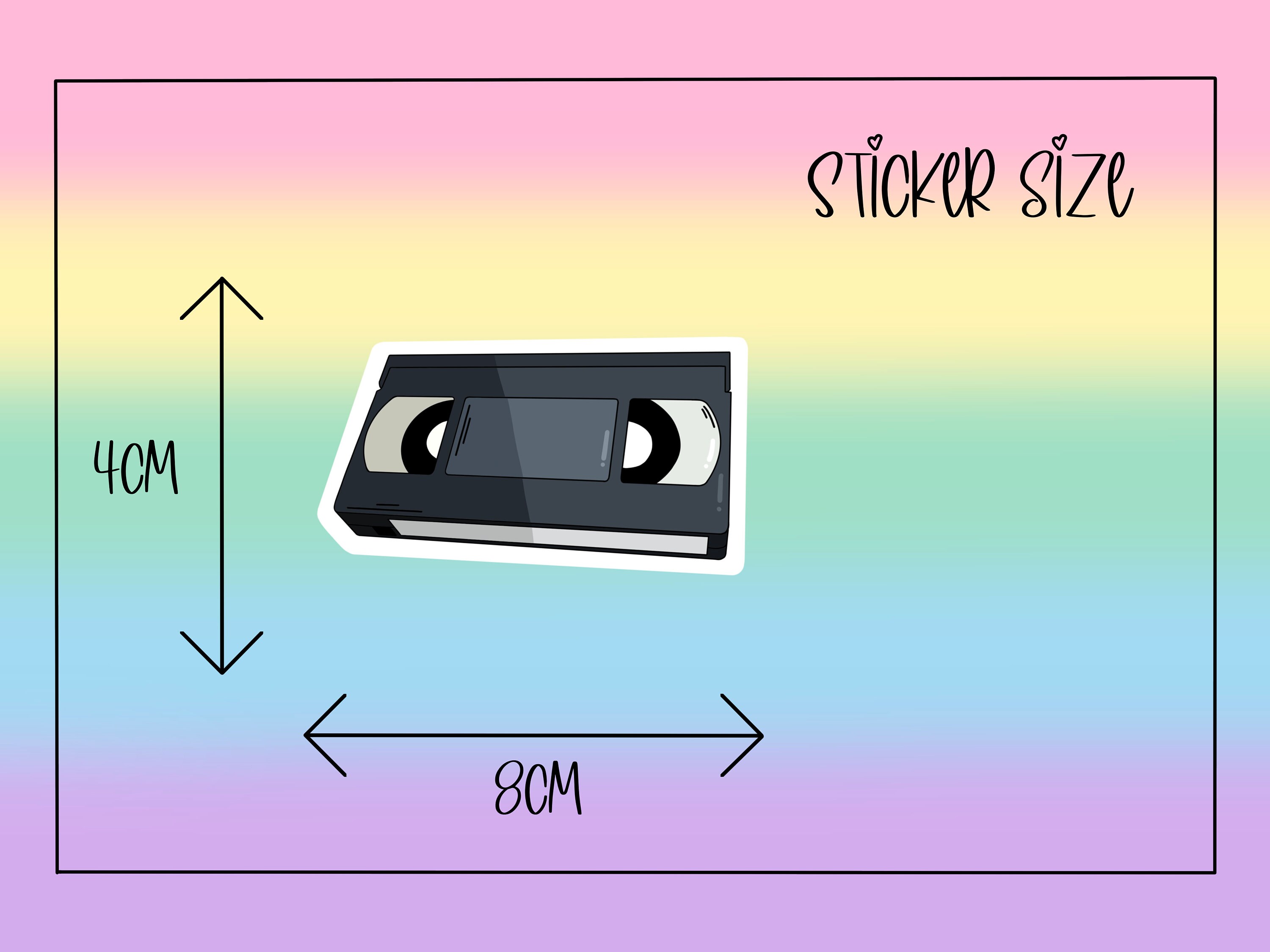 Retro Technology VHS Tape Sticker Vinyl Die Cut Sticker in Glossy White ...