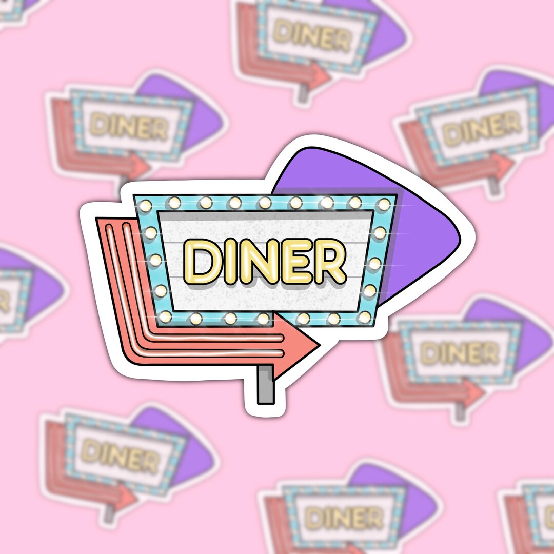 Retro Diner Vinyl Sticker for Scrapbooking | Decal for Laptop, Mirror ...