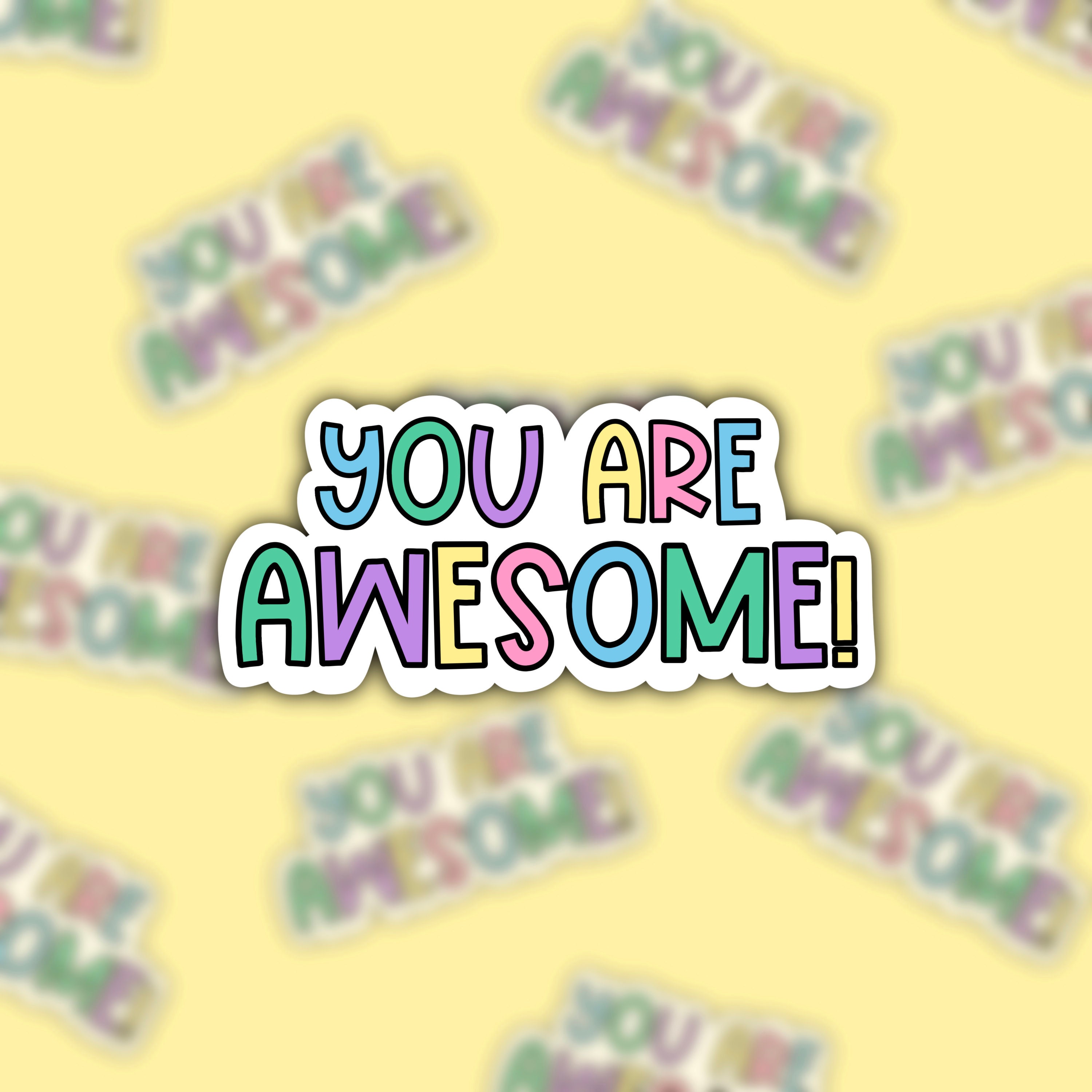 Happy Positive Life Affirmation Quote Sticker You Are Awesome Sticker ...