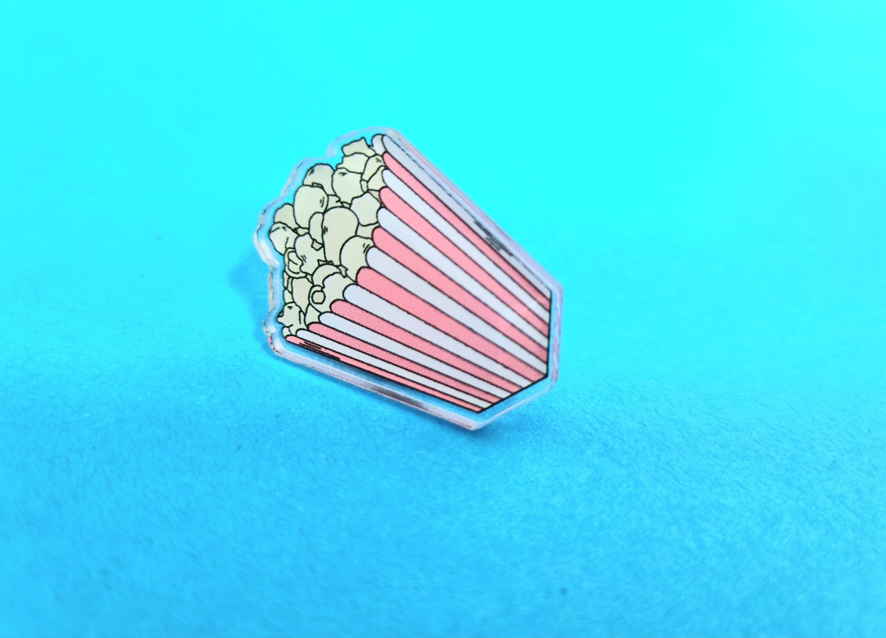 Popcorn Box Acrylic Die Cut Pin Fun Food Fashion Accessory - Etsy