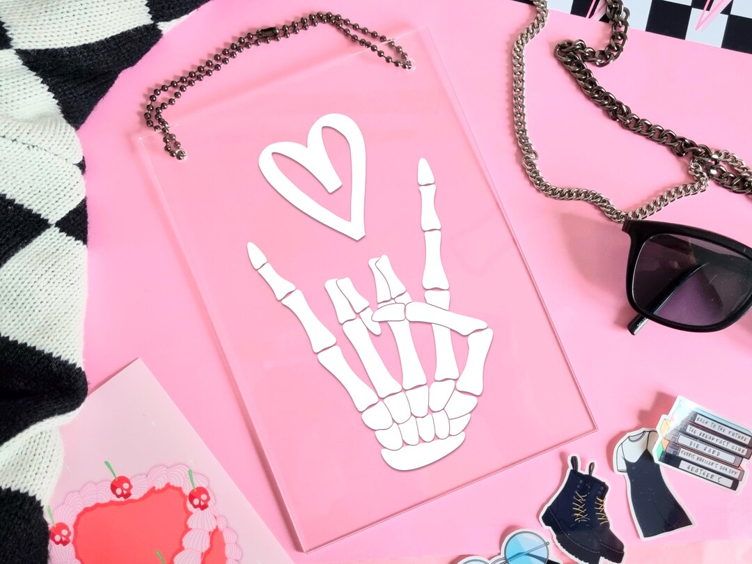 Rock Hand Skeleton Acrylic Wall Art | Gothic Grunge Home Decor | Clear ...