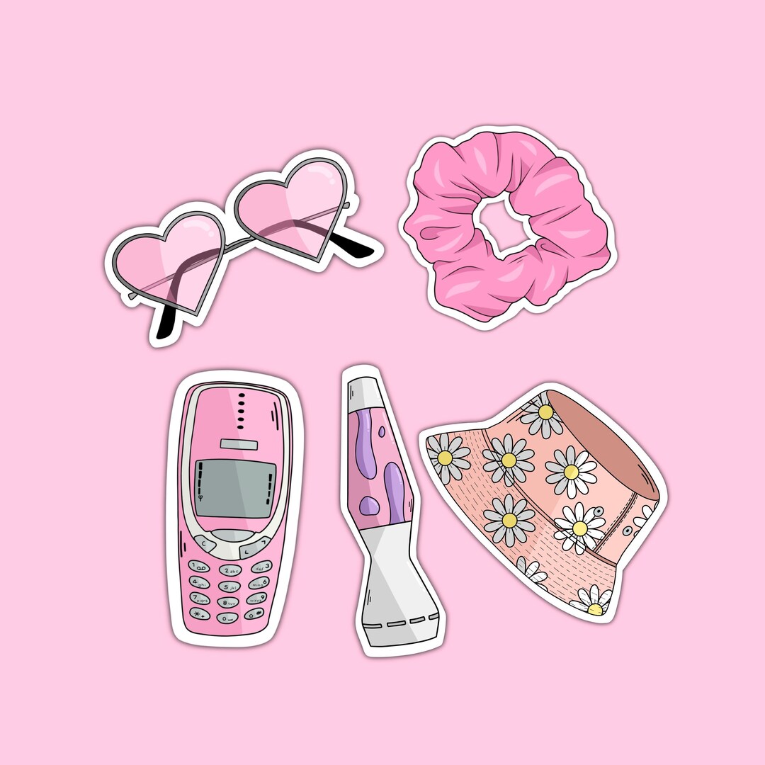 90's/00's Pink Die Cut Sticker Pack Girly Sticker Set Present for Pink ...