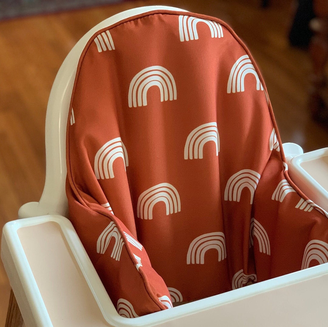 Wipeable / Rainbows on Rust Cushion Cover for IKEA High Chair, Cushion ...