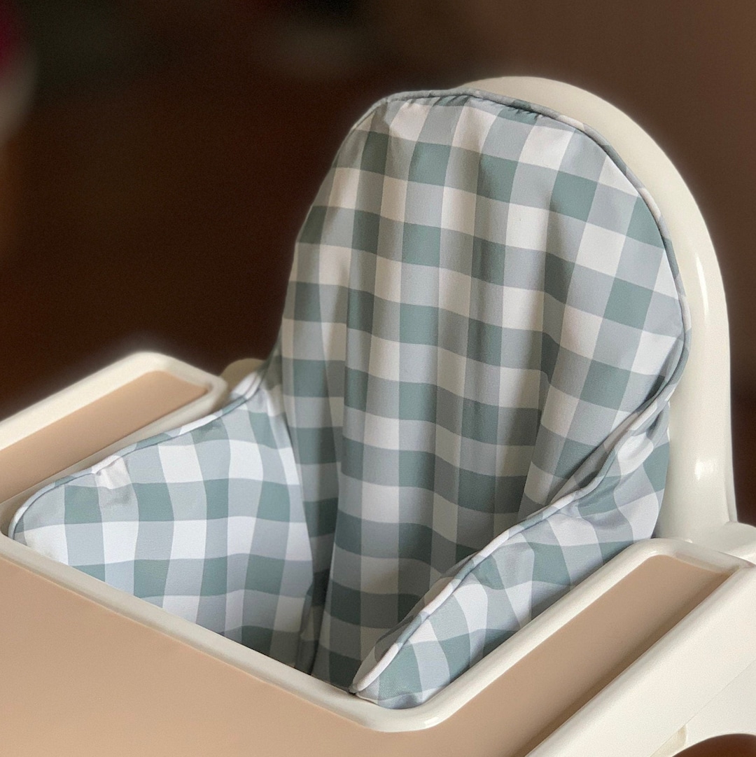 Sage Gingham / WIPEABLE Cushion Cover, IKEA High Chair Cushion Cover ...