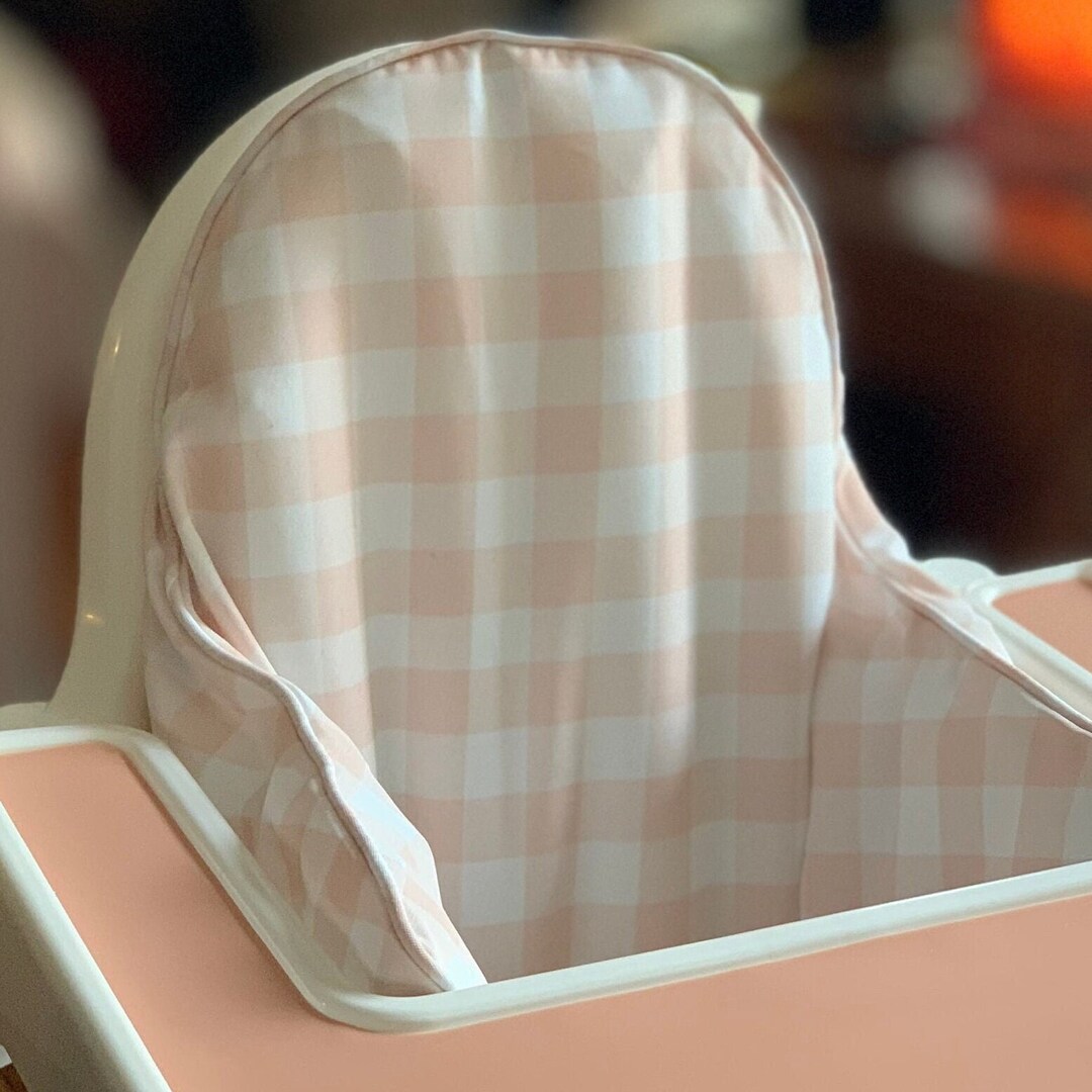 Light Apricot Gingham, WIPEABLE Cushion Cover, IKEA Highchair Cushion ...
