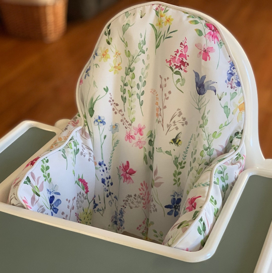 Bumblebee Wildflowers WIPEABLE Cushion Cover, IKEA High Chair Cushion ...