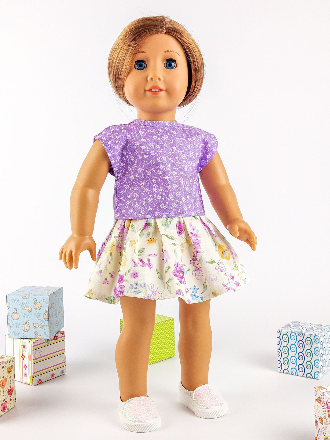 18 Inch Doll Clothes Set 2 Pcs Skirt and Blouse AG Doll Outfit Summer ...