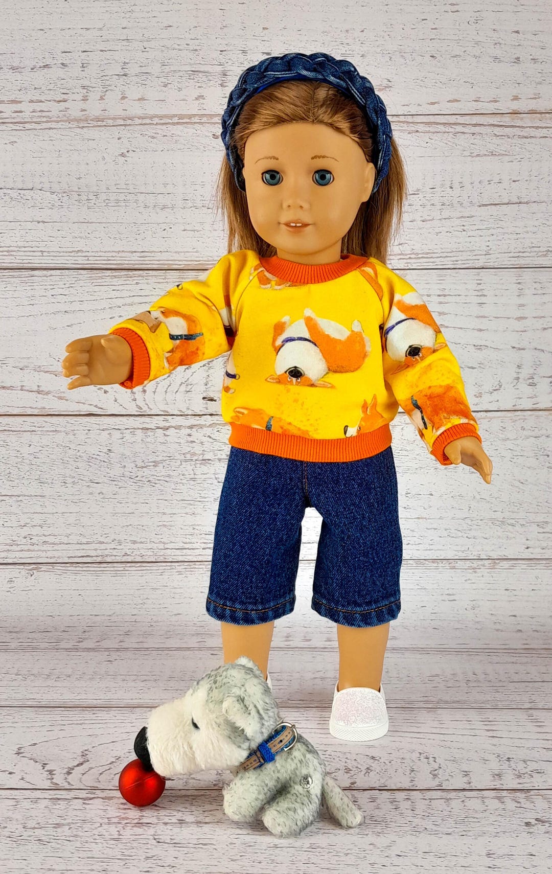 18-inch Doll Set Clothing Doll Breeches Doll Sweatshirt Doll Denim Hoop ...