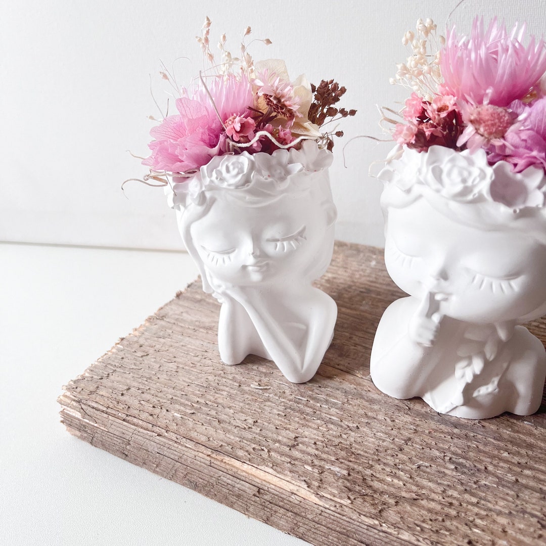 Lilli and Lola Face Candlestick Head Girl Figure Plant Head Tealight - Etsy