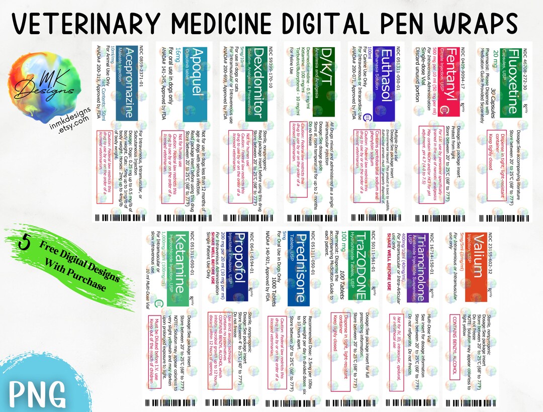 Veterinary Medicine Pen Wrap PNG, Medicine Label Pen Design PNG, Drug ...