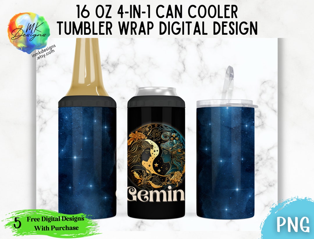 Gemini Zodiac Sign 16 Oz 4-in-1 Can Cooler Tumbler Wrap, Astrology ...