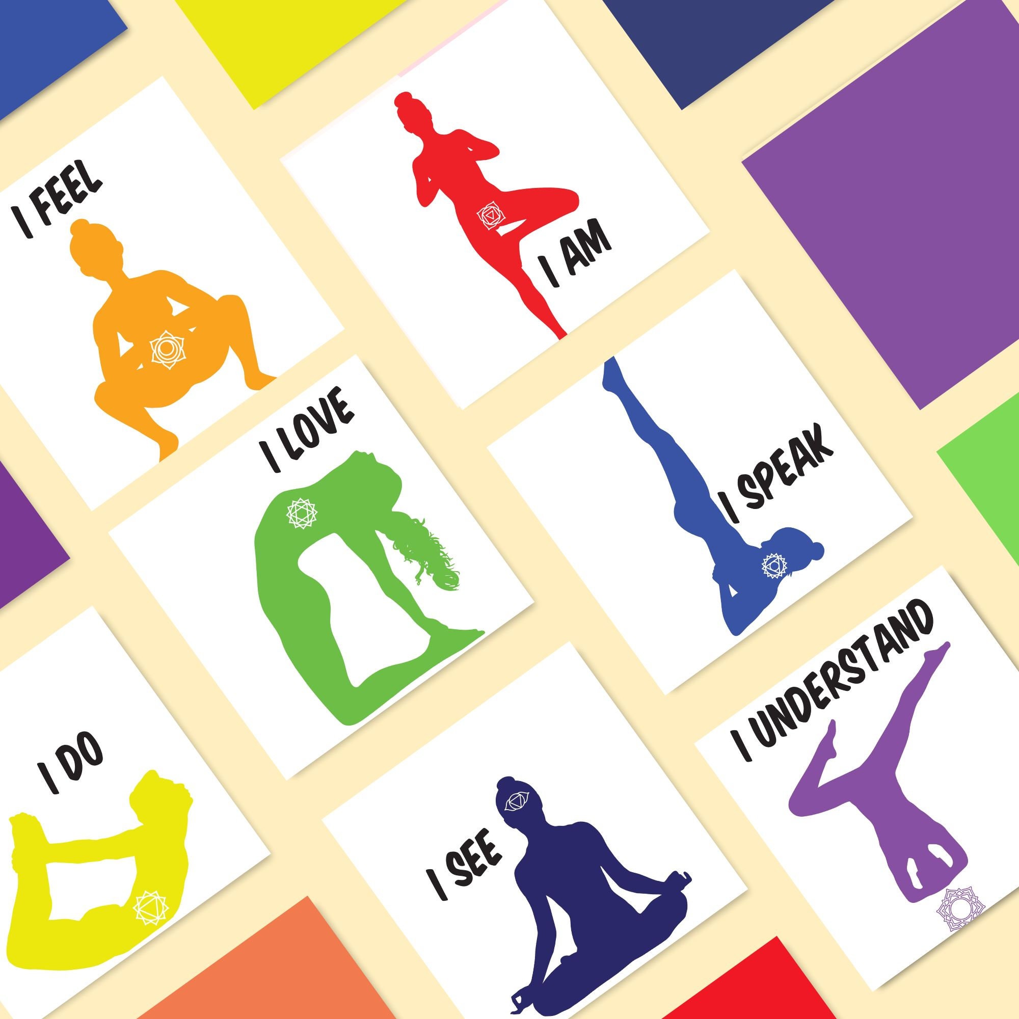Digital Chakra Art Yoga Poses Printable Wall Decor, Instant Download 7 ...