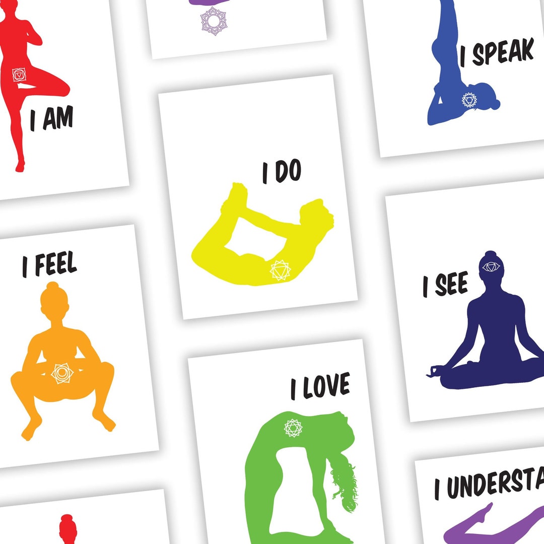 Digital Chakra Art Yoga Poses Printable Wall Decor, Instant Download 7 ...
