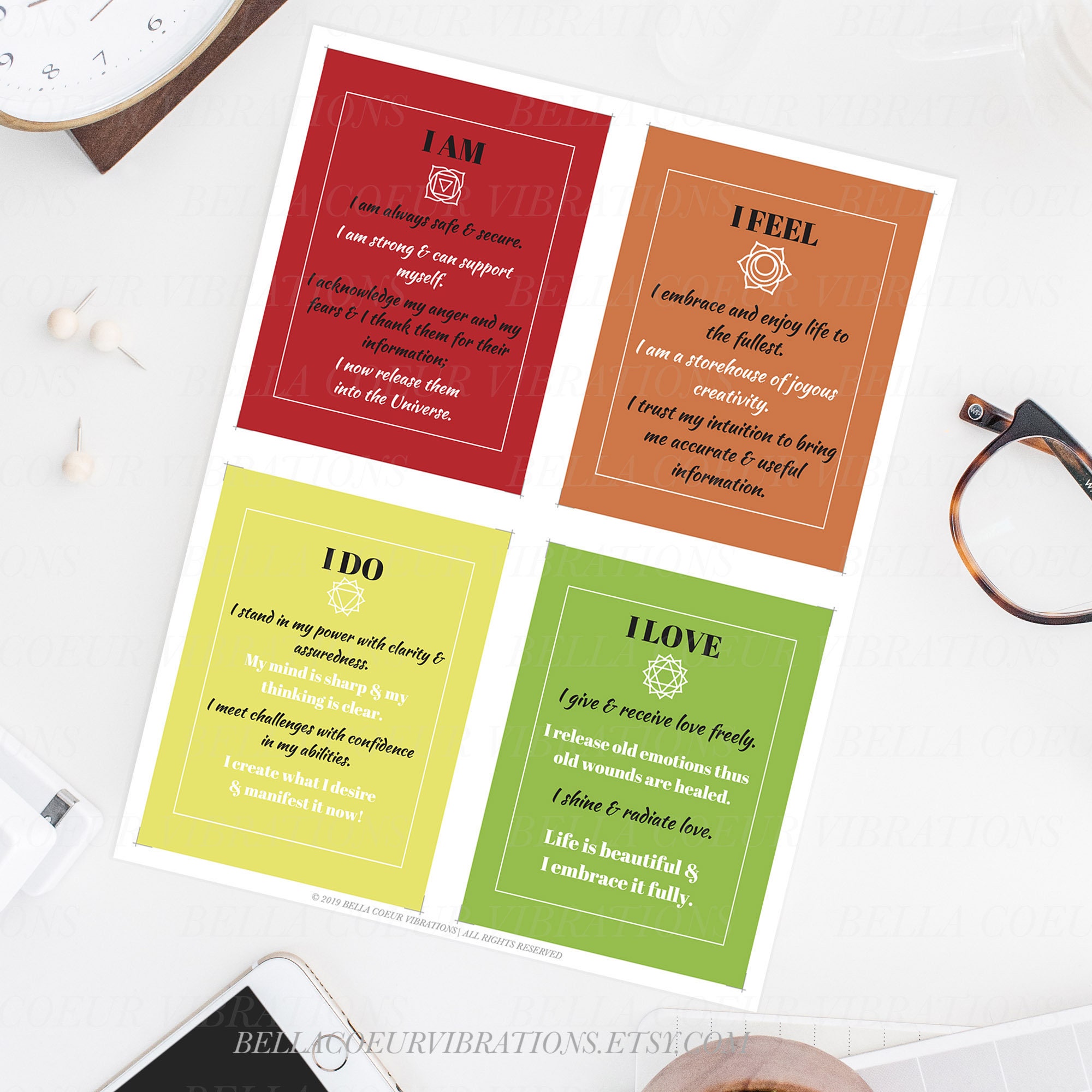 Printable Chakra Affirmation Cards With Bonus Card Instant Download - Etsy