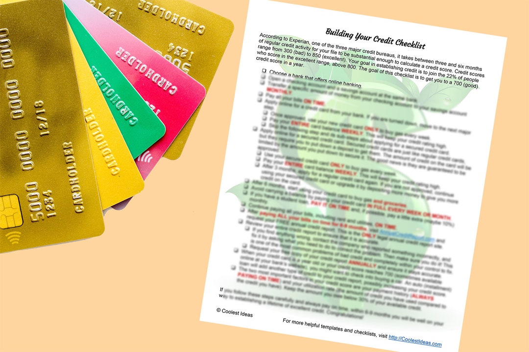 Building Your Credit Checklist printable PDF 8.5 X 11 - Etsy