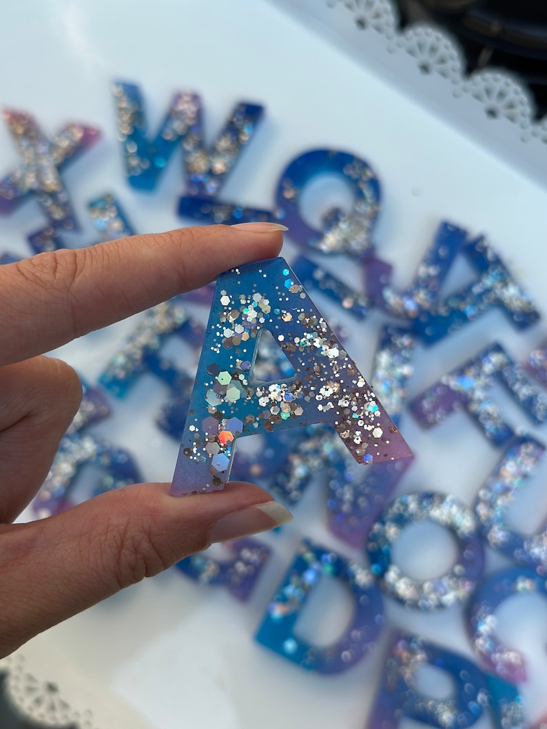 Galaxy Glitter Resin Alphabet Letter Set Fridge Magnets Homeschool ...