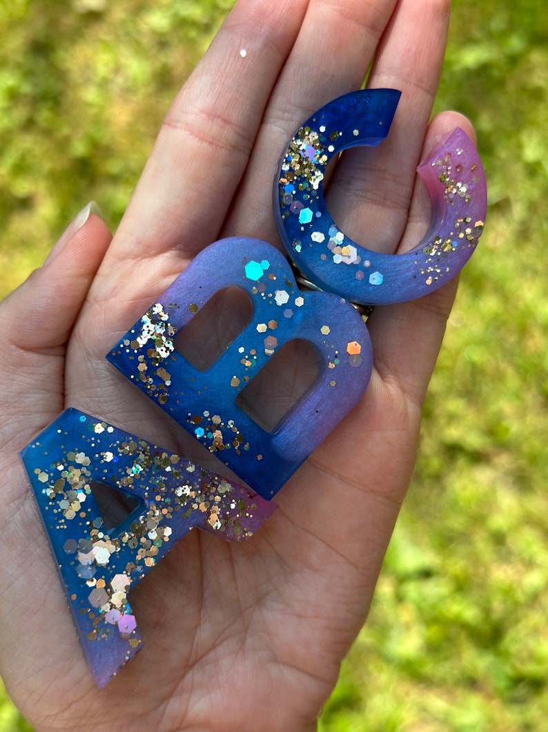 Galaxy Glitter Resin Alphabet Letter Set Fridge Magnets Homeschool ...